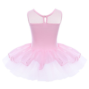 YiZYiF Kids Girls' Sequin Ballet Dress Dancewear Costume with Chiffon Leotard (10, Tutu Pink)