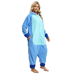 Superband Animal Cosplay Costume Adult Onesie Pajamas Cartoon Sleepwear Blue