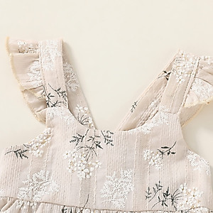 YOUNGER TREE Toddler Girl Outfits Baby Ruffled Sleeveless Princess Dresses Tutu Skirt Summer Sleeveless Smocking Casual Dress(2-3T,Khaki)