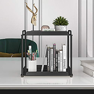 JNIHEEP Bathroom Organizer Countertop,2-Tier Standing Rack Storage Shelf for Kitchen,Bathroom,Desktop Cosmetics Black