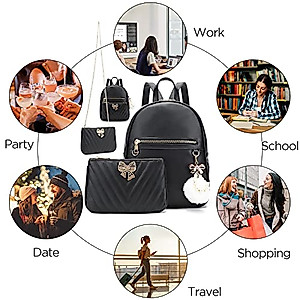 I IHAYNER Women Backpack Purse Mini Backpack for Girls 2 PCS Designer Chain Shoulder Bag PU Leather Travel bag with Detachable Handbags Pink