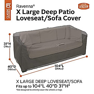Classic Accessories Ravenna Water-Resistant 104 Inch Deep Seated Patio Loveseat Cover, Patio Furniture Covers