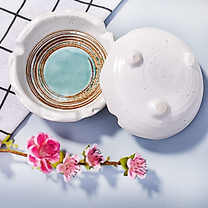 Ashtrays Set of 2, Ceramic Ashtrays, Small Ashtrays for Home, Outdoor, Garden, Balcony, Patio use