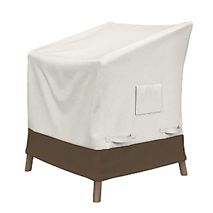 Amazon Basics Dining Arm Chair Outdoor Patio Furniture Cover, Set of 2, Tan & Coffee Table Patio Cover