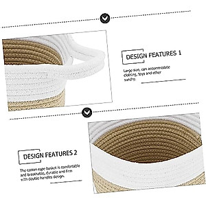 1pc Round Storage Box Woven Storage Baskets Round Woven Basket Round Laundry Basket Cotton Braid Basket Laundry Clothes Hamper Woven Storage Bins Organizing Basket Fold
