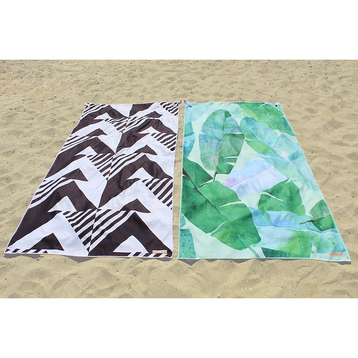 Super Maneuver Microfiber Beach Towel & Bag. Lightweight, Compact & Quick-Dry. For Travel, the Beach, Pool, Gym, Yoga & Camping. Extra Large (71x35.5), Tropical Leaves