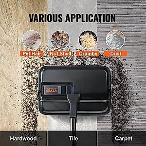 VEVOR Carpet Sweeper Manual, Floor Sweeper with 300 ml Dustbin Capacity Easy to Empty, for Home Office Carpets Pet Hair Dust, Black