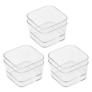 6pcs Clear Acrylic Storage Container, Desk Organizer Drawer Square Tray, Small Makeup Vanity Storage Bins Widely for Kitchen Cabinet, Tool, Office Desk, Gadgets, Pens, Paper Clips, No Lid