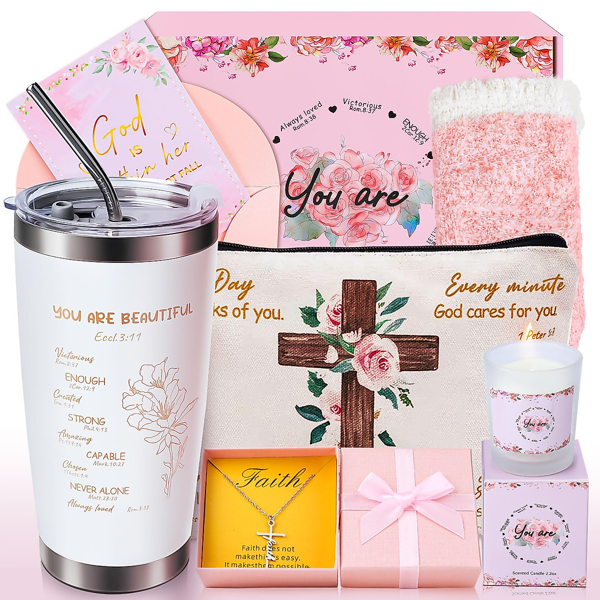 Christian Gifts for Women Faith, Based Catholic Religious Spiritual Box for Christian, Inspirational Birthday Gifts Basket for Women Best Friend, Mothers Day Gifts for Mom, Sister, Friends