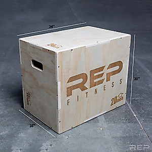 Rep 3 in 1 Wood Plyometric Box for Jump Training and Conditioning 24/20/16