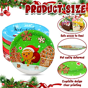 Sliner 120 Pcs Christmas Plates Paper Dessert Disposable Plates Santa Snowman Christmas Wreath Reindeer Gingerbread Man Design, for Christmas Party Supplies Christmas Decorations, 6 Styles(7 Inch)