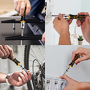 Ratcheting Screwdriver Set TOOLMAK 31pcs Magnetic Screwdriver Bit Set with 2pcs Precision Screwdriver, Repair Tool Kits for Furniture Car Bike Computer