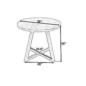 Knocbel Mid-Century Modern Round Dining Table with X-Shaped Base, Ideal for Small Spaces, 200lbs Weight Capacity, 36" Dia x 30" H (Gray)