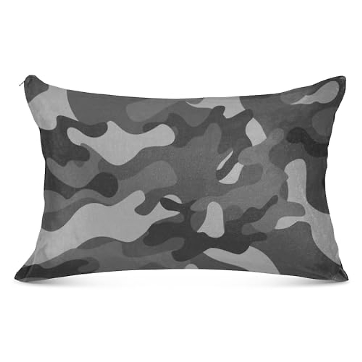 Gray Classic Camouflage Pillowcase for Hair and Skin Body Pillow Cover Body Pillow Case King Size 20"X 40" Fuzzy Pillow Case with Zipper for Body Pillows