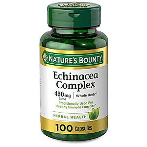 Nature's Bounty Echinacea Complex, Herbal Supplement, Supports immune Health, 450 mg, 100 Capsules