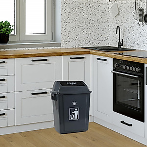 Joyeen 4 Pack 5 Gollons Trash Can with Swing Lid, Plastic Kitchen Garbage Can, Grey