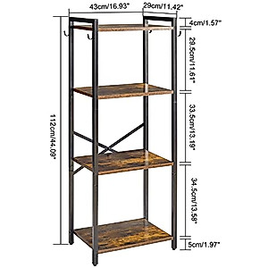 YMYNY Bookcase, 4-Tier Narrow Ladder Bookshelf, Freestanding Shelving Unit, Multifunctional Storage Rack, for Home Office Living Room Bedroom Kitchen, Plant Stand, Rustic Brown, 44*16.9*11.4"UHBC004H