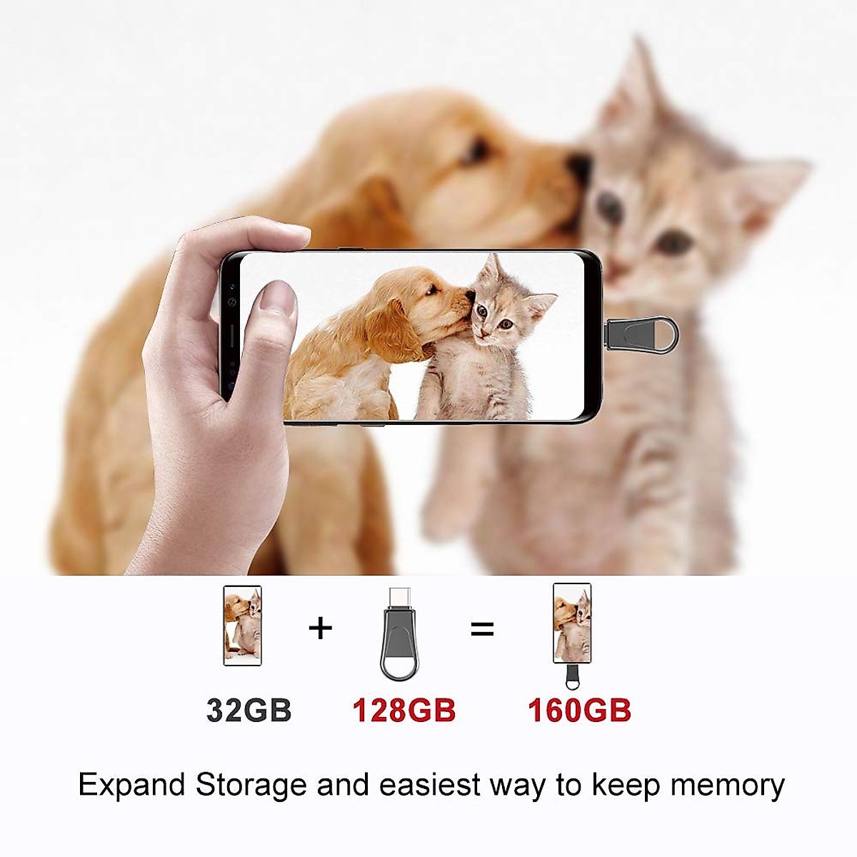 128GB USB C Flash Drive, 2-in-1 USB 3.0 Thumb Drive, Dual USB Memory Stick Pen Drive for Type-C Android Smartphones Tablets and New MacBook, Black