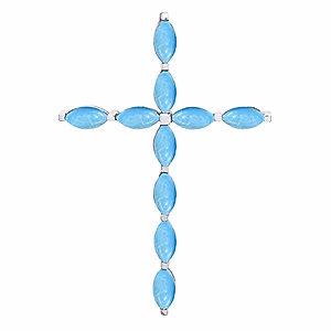 Multi Choice Marquise Shape Gemstone 925 Sterling Silver Cross Design Religious Cluster Pendant (larimar)