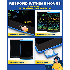 bravokids 2 Pack LCD Writing Tablet with Stylus, 8.5 inch Colorful Doodle Board Drawing Pad for Kids, Travel Games Activity Learning Toys, Birthday Gift for Age 3 4 5 6 7 8 Year Old Boys Girls