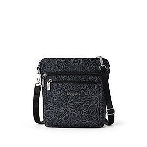 Baggallini Women's Modern Pocket Crossbody, Midnight Blossom Print
