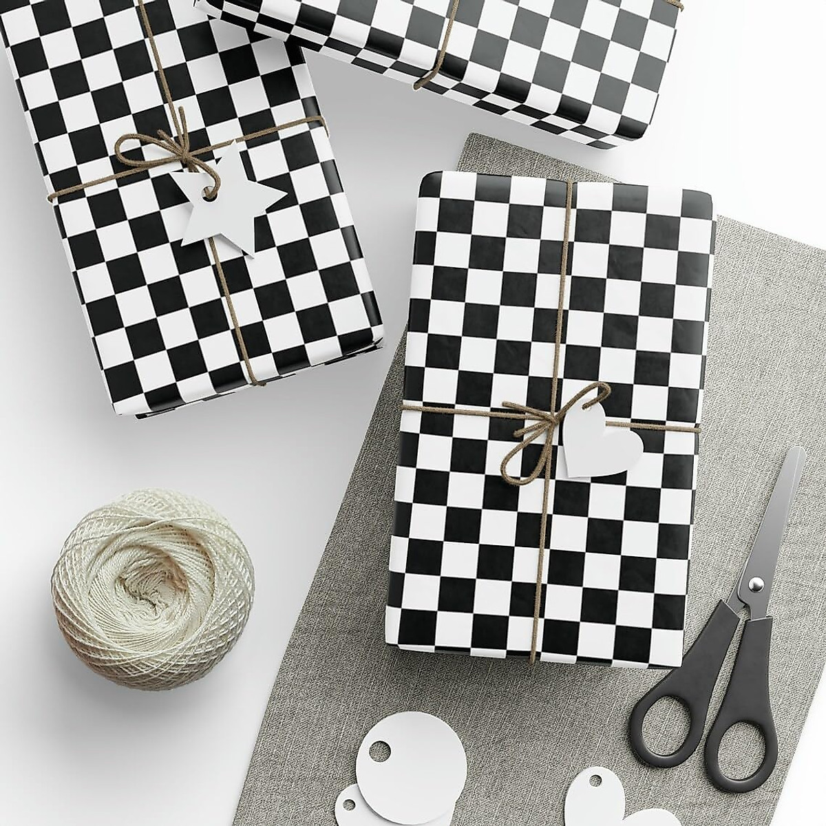 120 Sheets Checkered Tissue Paper Black and White Race Car Party Gift Wrapping Paper Black Plaids Art Tissue Paper for Racing Car Birthday Christmas Party Decorations, 14x20 inch