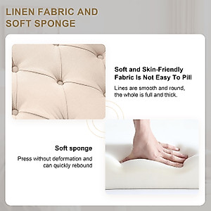 HUIMO 48" Arm Storage Ottoman with 7.5-inch Solid Wood Legs, Storage Bench, Upholstered Window Sitting Bench for Bedroom,End of Bed Bench Indoor, Livingroom, Entryway,Tan