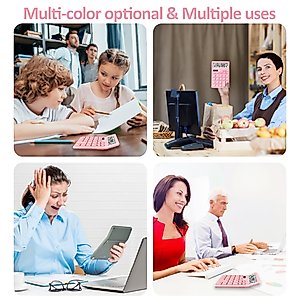 Exlliy Desk Calculator 12 Digit,Pink Desktop Dual Power Battery and Solar,Desk Calculators with Large LCD Display,Perfect for Home, Office,and School Use,Auto Sleep