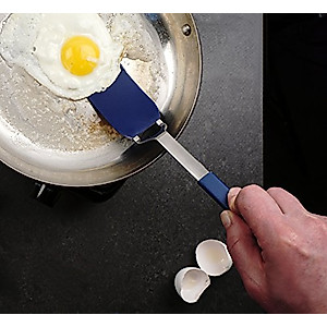 RSVP International Kitchen Tool Collection Flexible Nylon Spatula, Stainless Steel Handle, 10.75x2", Blue