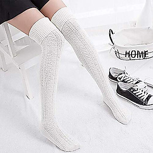 Century Star Women's Casual Athlete Striped Over Knee Thin Thigh High Tights Long Stocking Socks A 1 Pair Pure White One Size