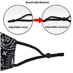 Men Women Face Cover Bandana, Soft Cotton Fabric Mask Half Face Protective, Fashion Black Unisex Paisley Balaclava, Reusable Washable, Anti Dust Protection for Gift 3PCS (black red gray)