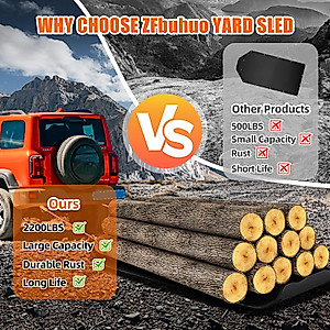 ZFbuhuo 47” x 110” Yard Drag Sled with Pull Cables 1/8 HDPE Thickened Yard Sled Heavy Duty Multipurpose Yard Drag Mat for Hauling Debris, Construction Materials, Logs and Hunting Trophy