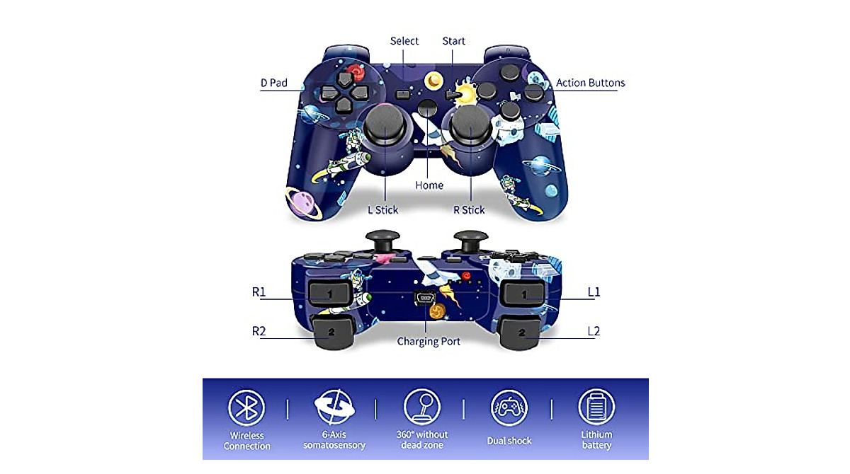 TONSUM Wireless Game Controller - Double Vibration, Bluetooth