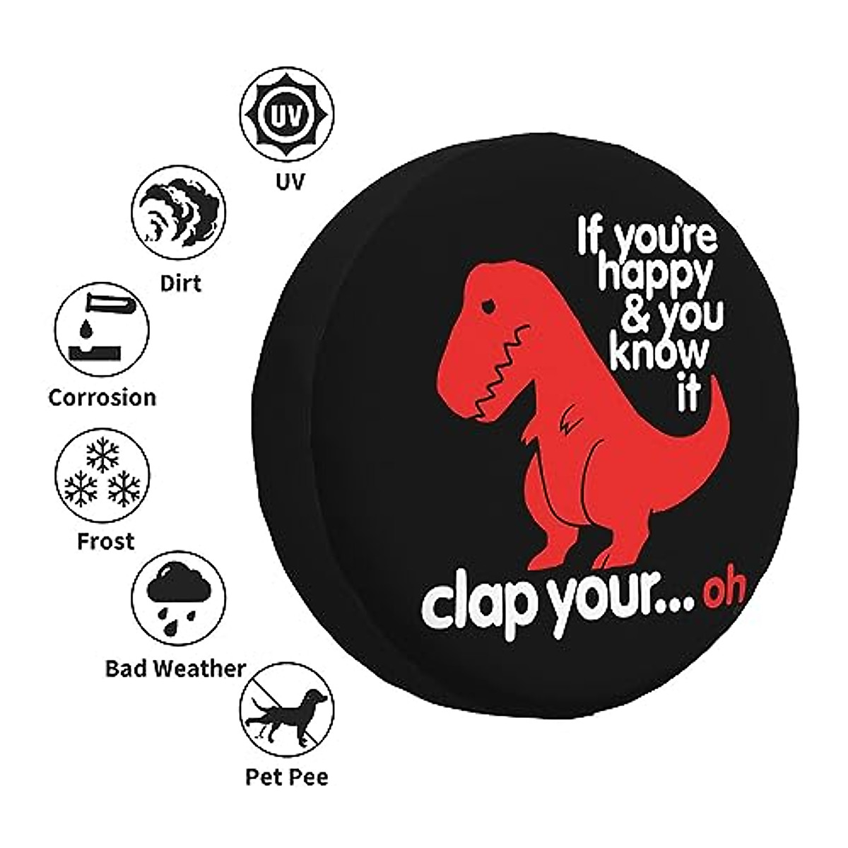 T Rex If You are Happy and You Know It,Funny Tire Cover Universal Fit Spare Tire Protector for Truck SUV Trailer Camper Rv