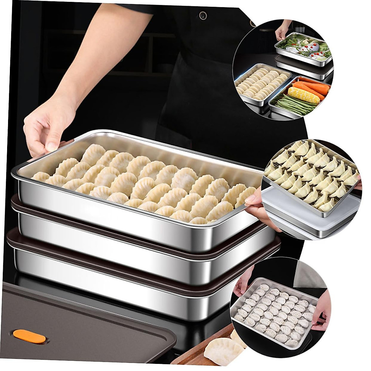 UTHCLO 1Set Dumpling Freezer Box Multi Function Food Storage Container with Lids Stackable Kitchen Organizer Bin for Fridge and Pantry