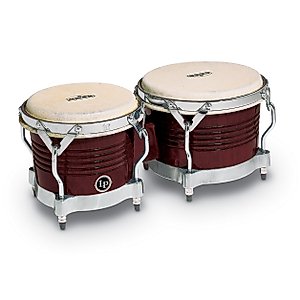 Latin Percussion M201-ABW LP Matador Wood Bongos - Almond Brown/Chrome 8.625-inch