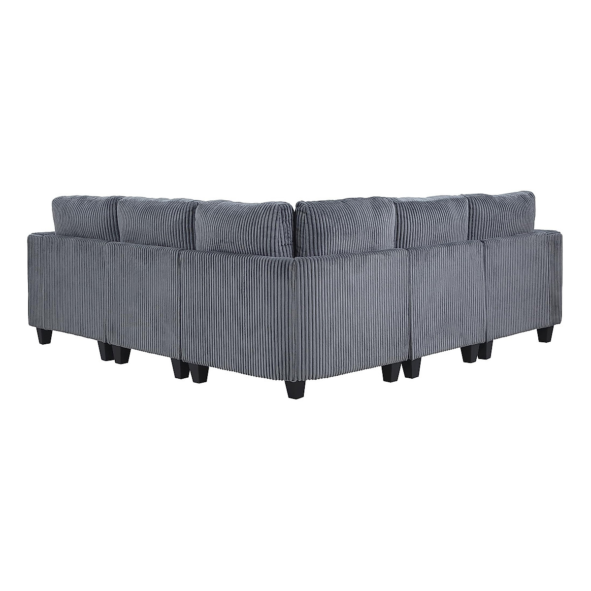 Lexicon Modular Sectional Sofa for Living Room, Corduroy Sofa Couch with Storage Pouches, and Charging Port, Customizable Sectional Sofa Couch for Living Room Furniture, 5 Seater L-Shaped Couch, Grey