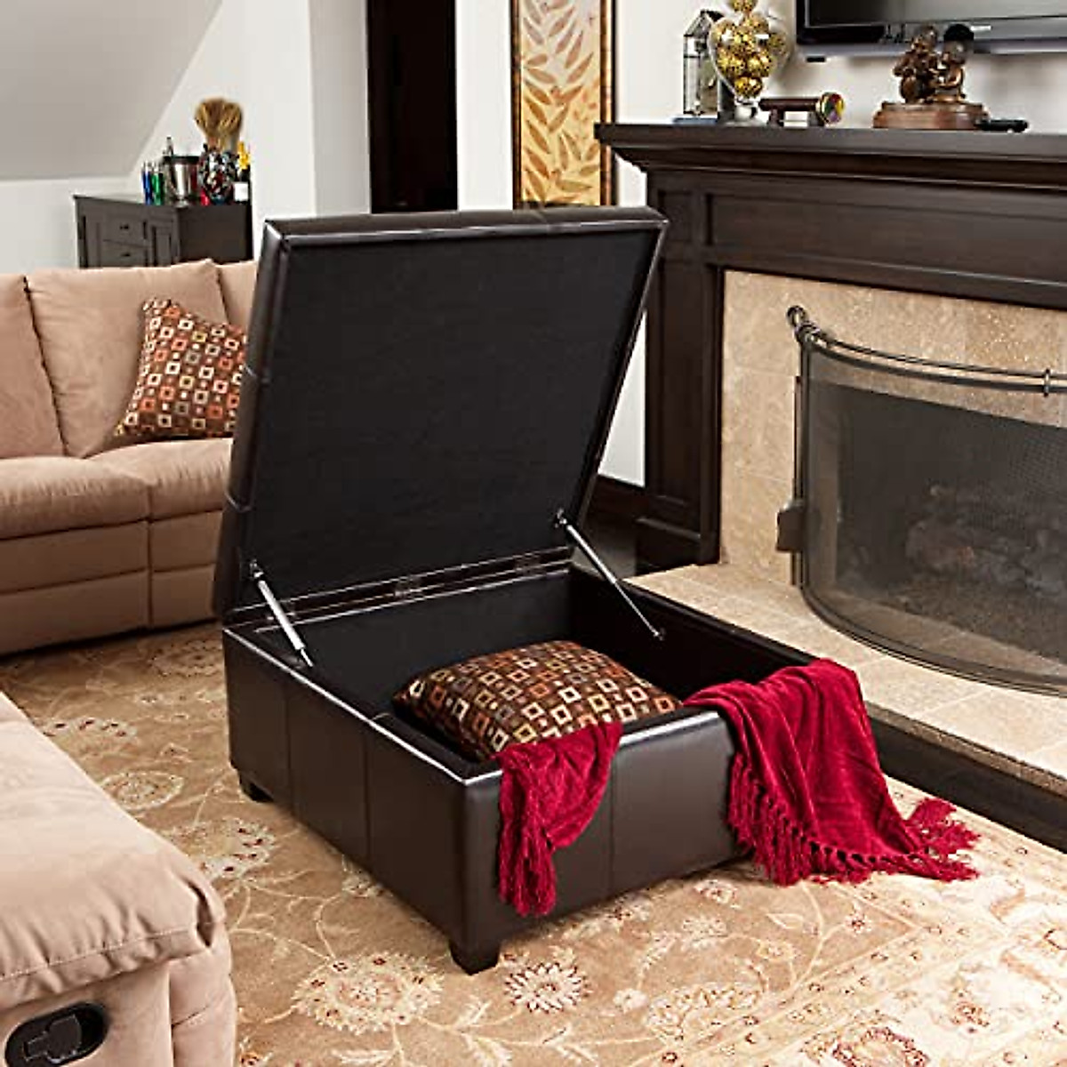 Christopher Knight Home Richmond Bonded Leather Storage Ottoman, Espresso