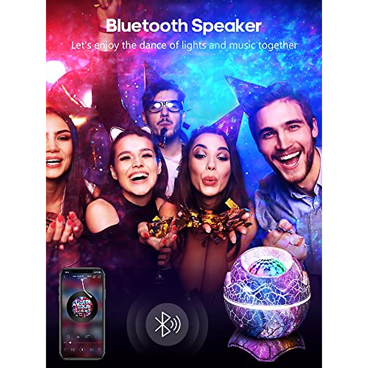 Star Projector, Galaxy Projector Night Light with Bluetooth Speaker, White Noise & Remote Control, Nebula Ocean Wave Star Light Projector for Bedroom/Home Theater Decor/Ceiling/Party/Mood Ambiance