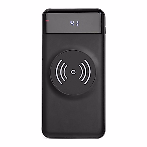 Sony WH-1000XM4 Wireless Noise Canceling Over-Ear Headphones (Silver) Bundle with 10000 mAh Ultra-Portable LED Display Wireless Quick Charge Battery Bank (Black) (2 Items)