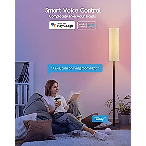 RGBWW Smart LED Floor Lamp for Living Room, Compatible with Alexa, Google Home, 69" Tall Modern Standing Lamp for Bedroom with Remote & WiFi APP Control, 2700k-6500k Corner Lamp with Linen Lampshade