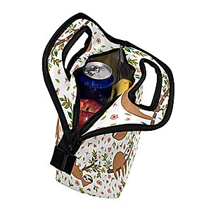 Kcldeci Sloth Lunch Bag Insulated Lunch Box Cooler Tote Handbag Food Container Gourmet Tote Warm Pouch For School Work Office