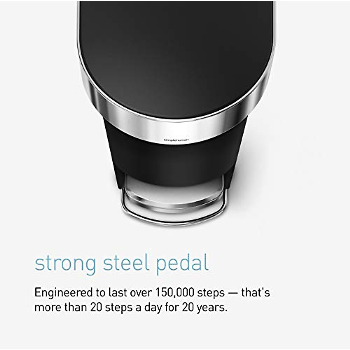 simplehuman 40 Liter / 10.6 Gallon Slim Kitchen Step Trash Can with Liner Rim, Black Plastic