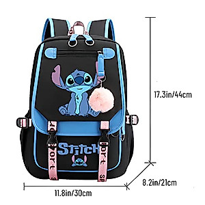 Ksspovkr Anime School Backpack Set with USB Charging Port Cute Travel Backpack Laptop Bag with Pencil Box for Boys And Girls Gifts, Style1