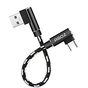 AGOZ 5 inch 90 Degree Right Angle Elbow USB A to USB C Cable Cord for DJI MAVIC PRO AIR, DJI OM 4, OM 5 Drone Remote Controller RC to USB A to USB C (Samsung Galaxy Note 20 10 9 8, S22, S21, S20, S10)