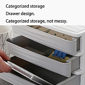 White Organizer with Drawers，Flat File Storage，Desktop Drawer Cabinet，PP Material, Sturdy and Durable, Suitable for Various Office Supplies, Craft Supplies, School Supplies, (Color : White, Size : 3