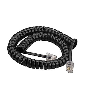 SINCODA 5 Pack 6Ft Uncoild /1.1 FT Modular Coiled Telephone Handset Cord for Telephone/Handset Black Curly Cord(Black)