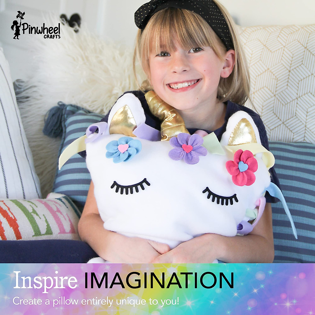 Unicorn Pillow Kit & Fairy Jar Kit Bundle - Fun DIY Arts and Crafts Project for Kids Ages 6 7 8 9 10 11 12 - Great Gifts for All Occasions