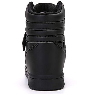 UBFEN Womens High Top Ankle Support Sneakers Black Hidden Wedge Heel Retro 80s Tennis Shoes for Girls Cosplay Removable Insole Footwear Size 9