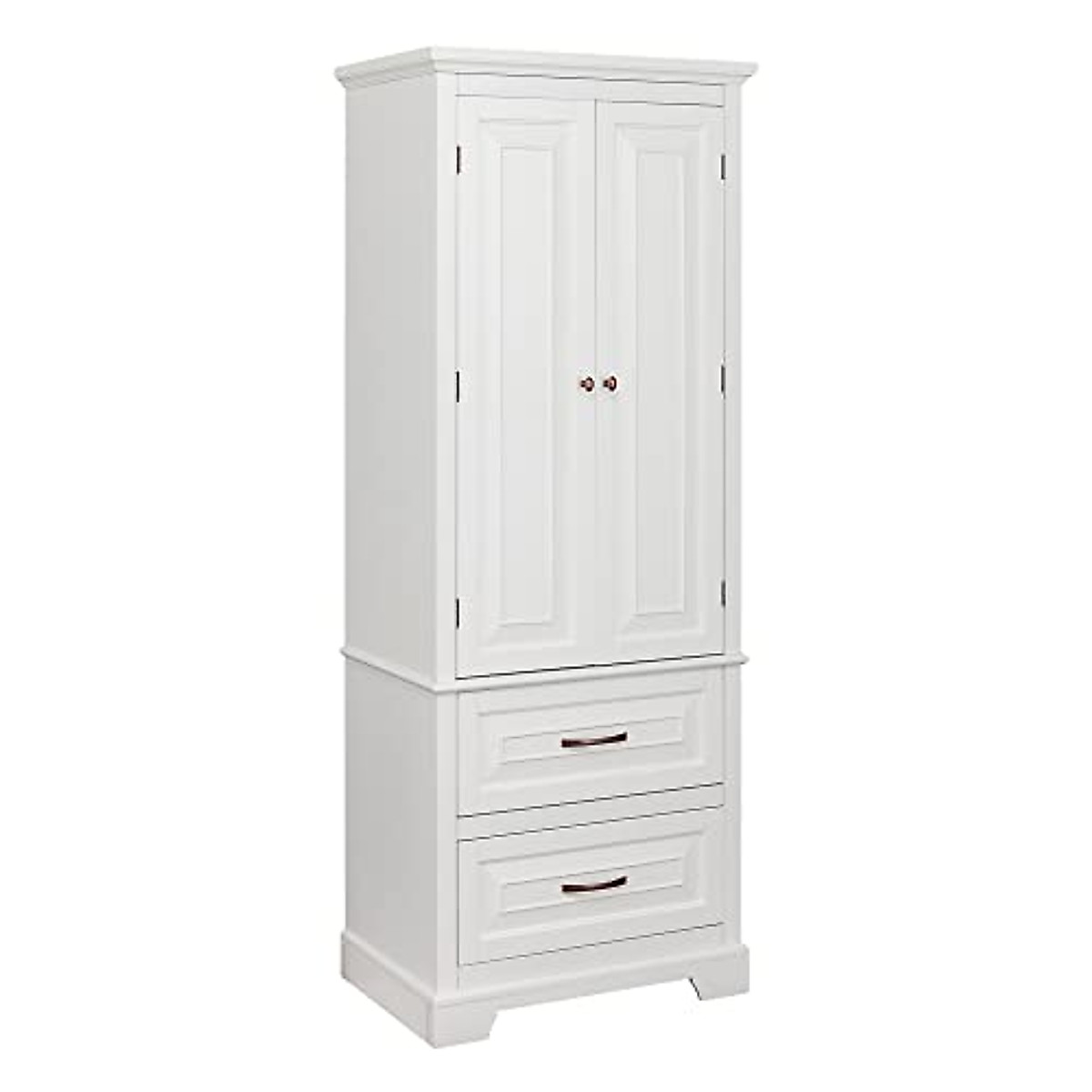 Teamson Home St James Linen Tower with 2 Doors and 2 Drawers with White Finish